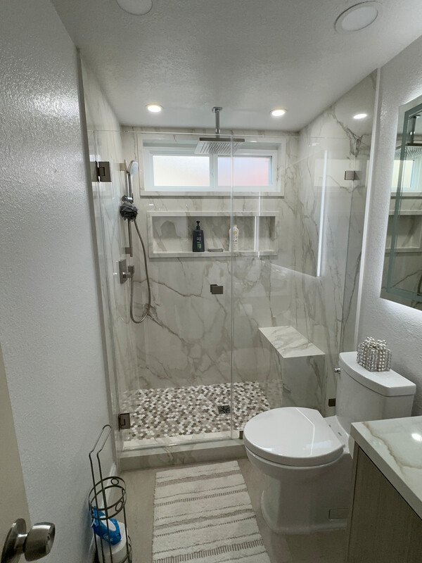 Bathroom shower wall and countertops