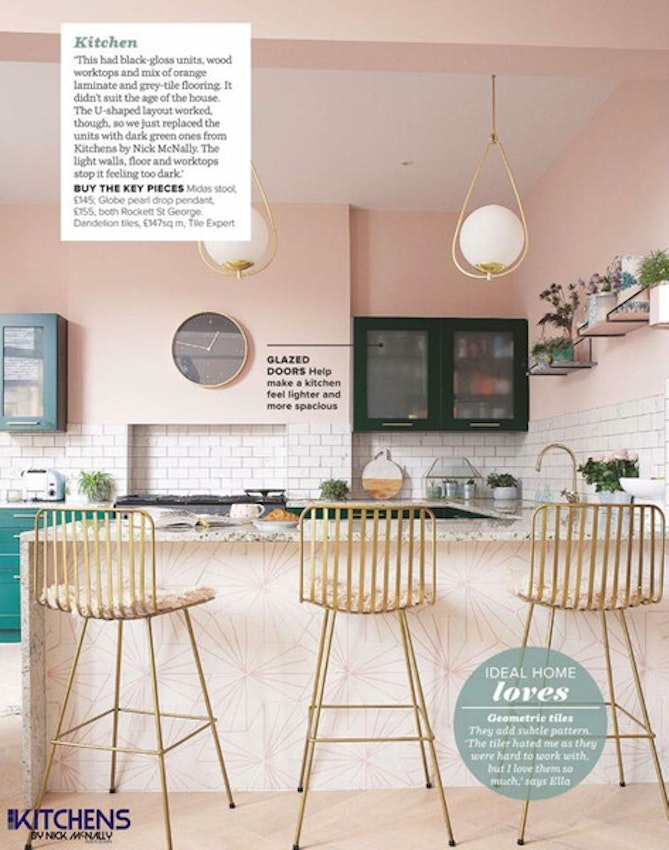 Green and pink - colonial white