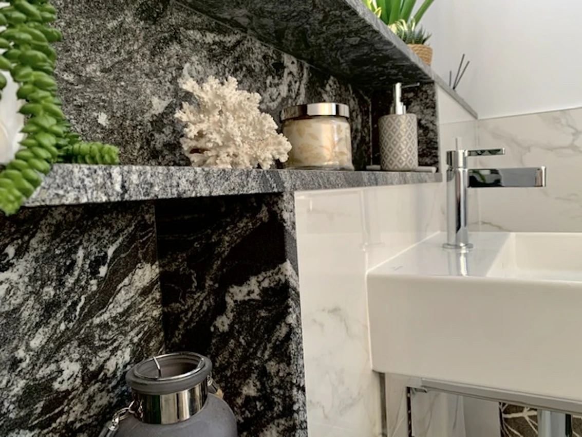 Sensa Black Beauty Bathroom Shelf Detail