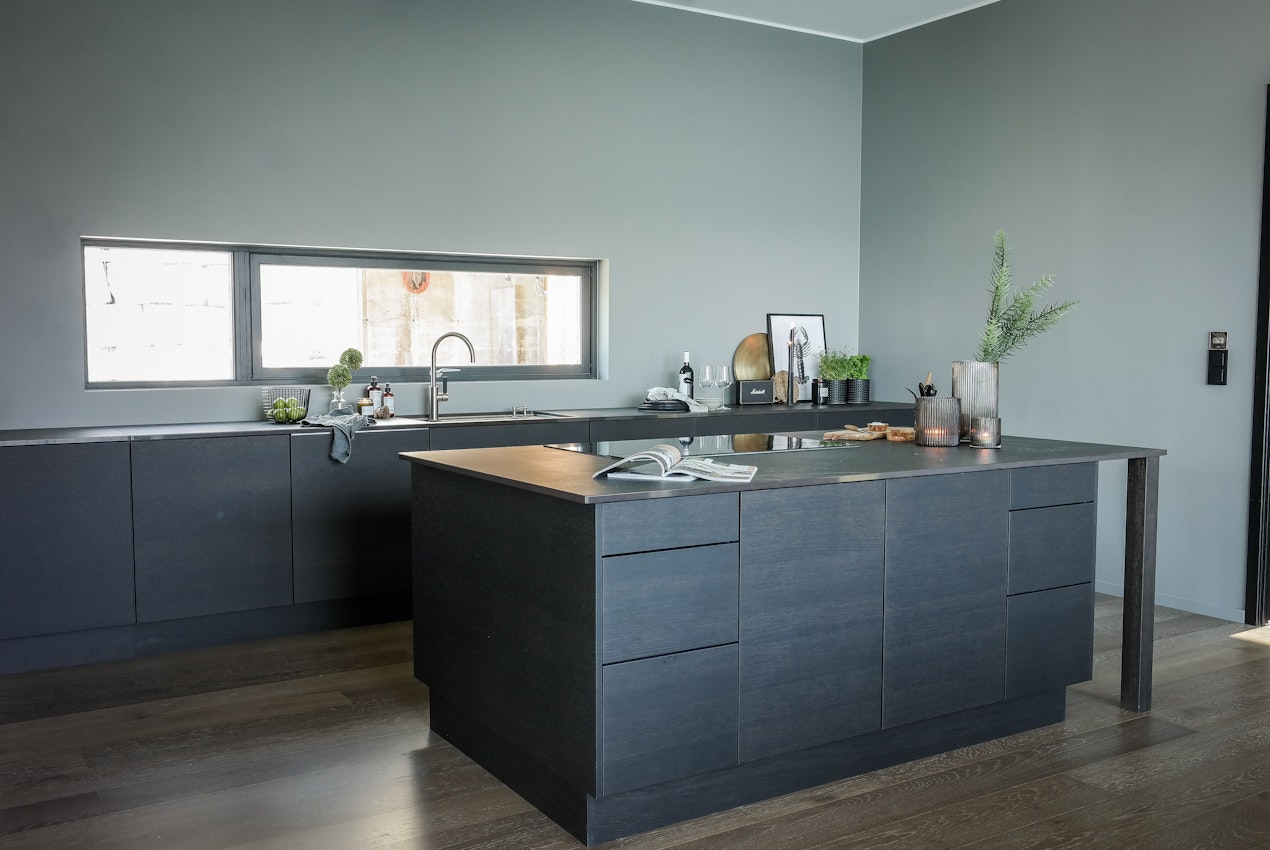 Modern grey tones in this Norwegian kitchen