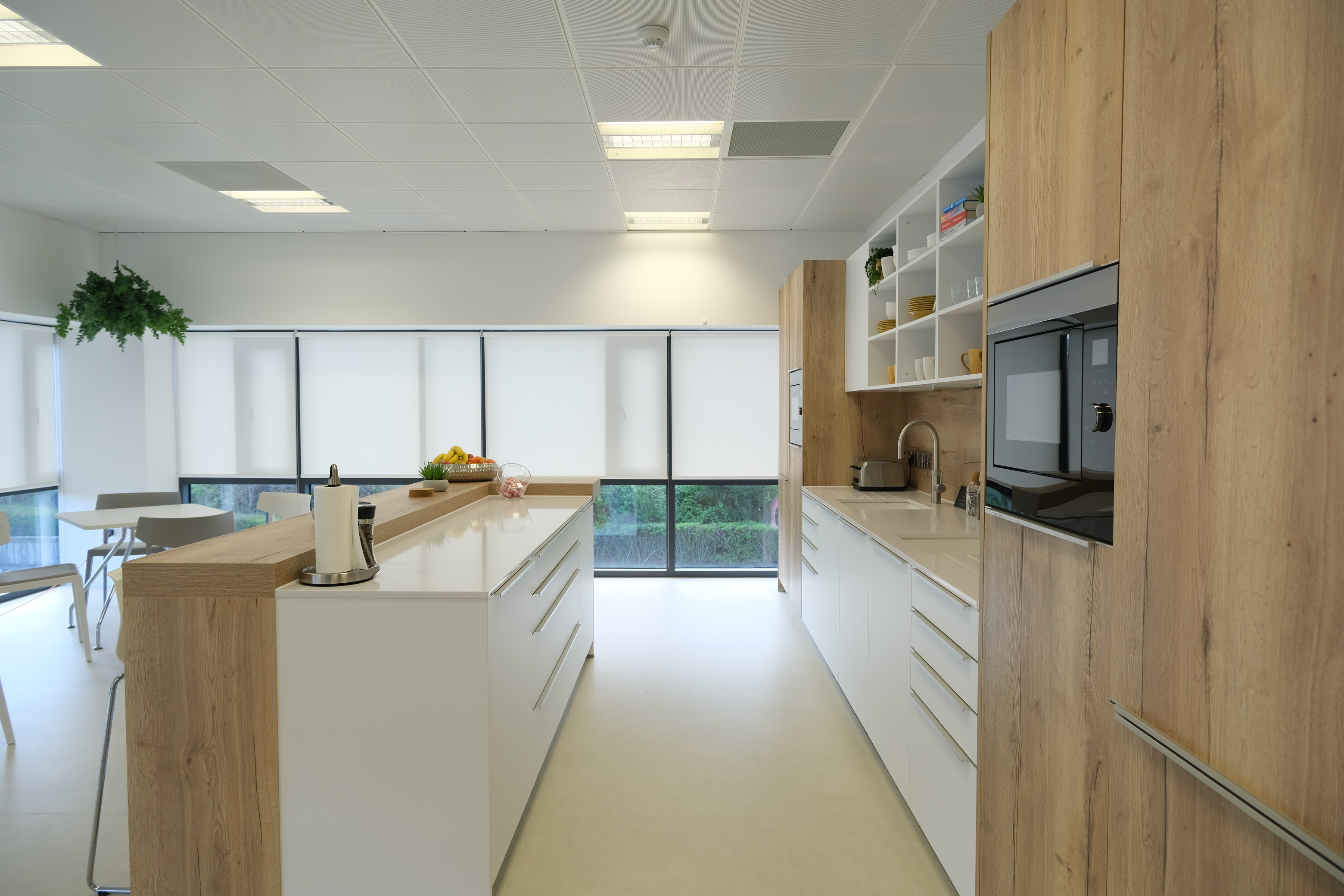 Light, refreshing office kitchen