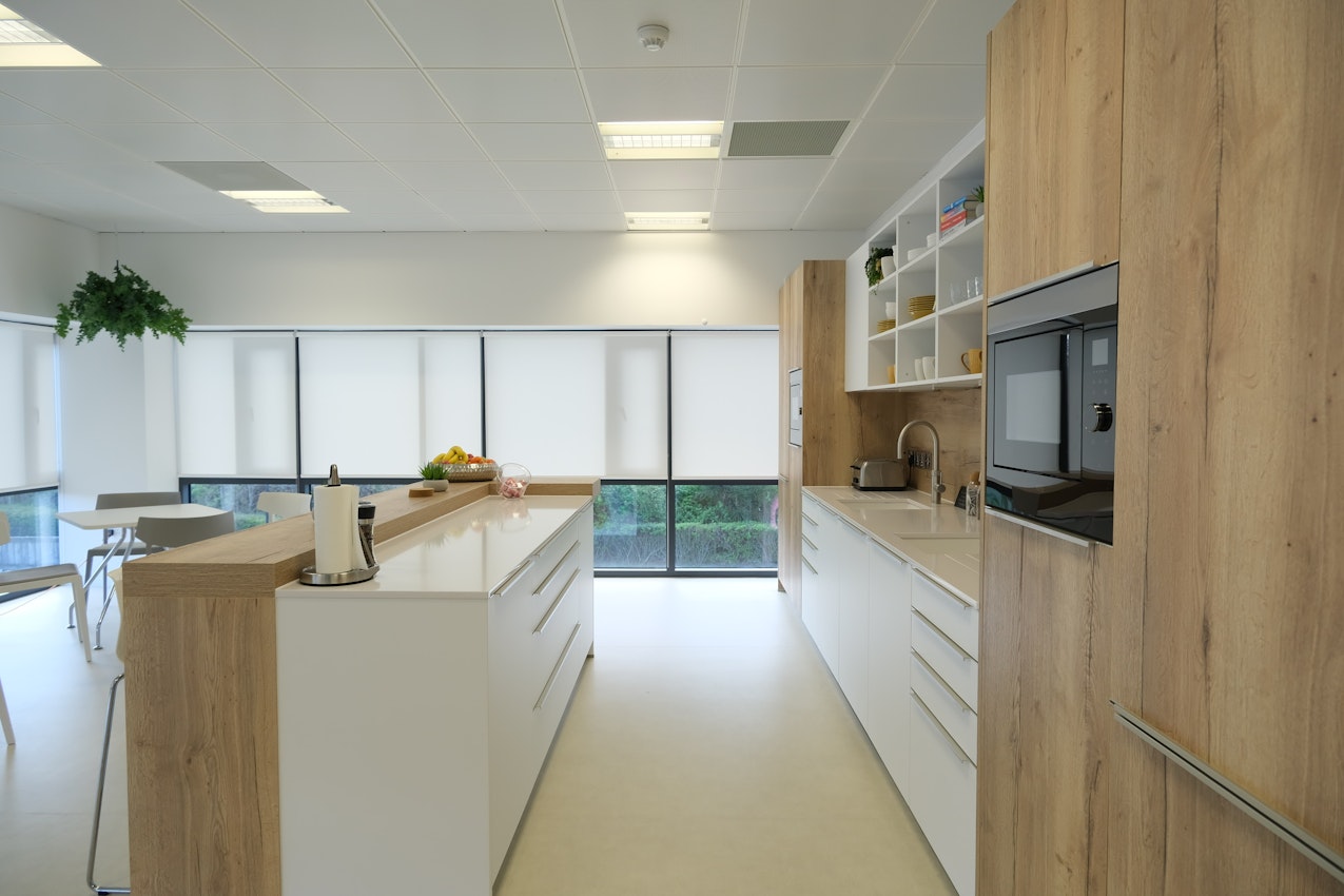 Light, refreshing office kitchen